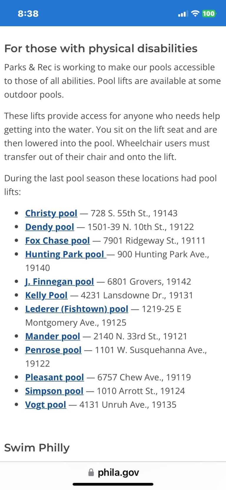 Kelly Pool | Swimming Philadelphia