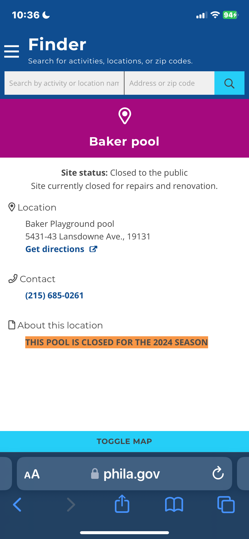 Baker Pool | Swimming Philadelphia